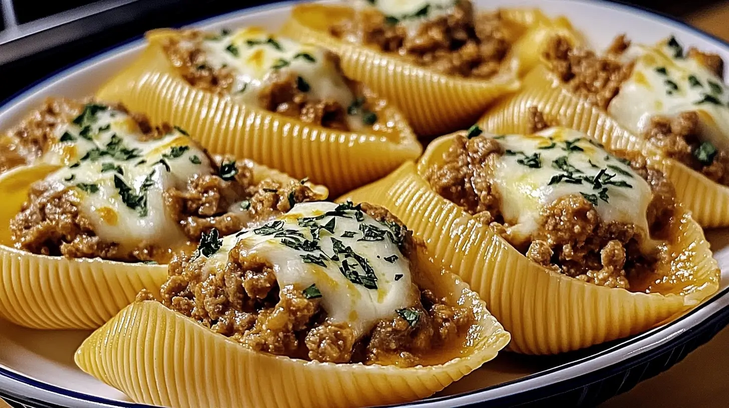Beef-Stuffed Shells with Creamy Ricotta Filling